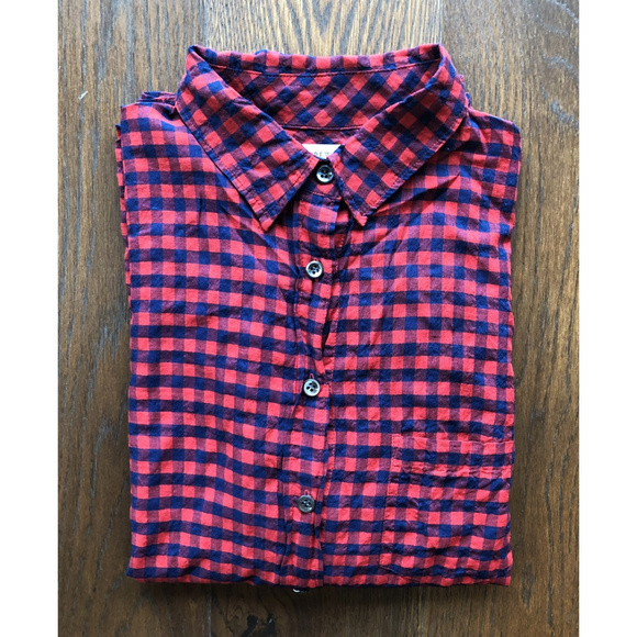 J. Crew | Tops | Jcrew Boy Plaid Button Down Shirt Sz 8 | Poshmark
